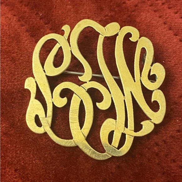 Jewelry | Vintage 12 12k Gold Filled Monogram Brooch Pin | Poshmark
